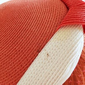 Vintage | Accessories | 94s White Red Turban Style Calot Half Hat Vtg ...